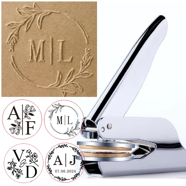 Sello-personalizado-en-relieve-con-monograma-para-boda-2-iniciales ...