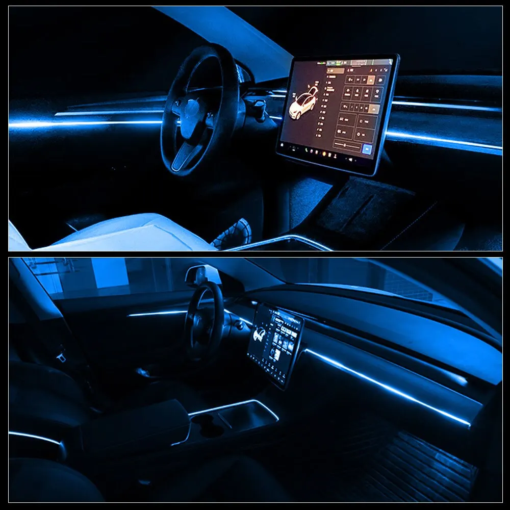 자동차 실내 조명 장식 분위기 조명 네온 Rgb Led 스트립 Usb 광섬유 조명 자동 주변 조명 1 In 1