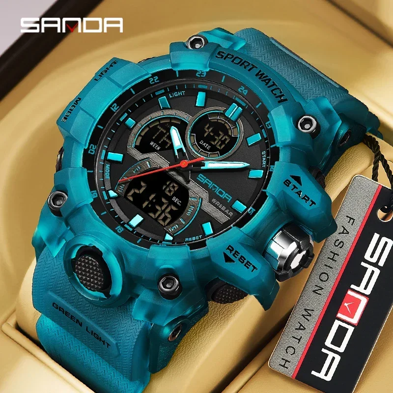 SANDA Fashionable Cool Night Light Dual Screen Multifunction Quartz ...