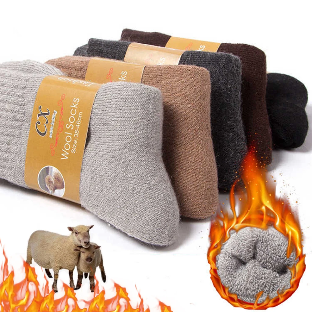 Winter-Warm-Wool-Socks-For-Men-Women-Merino-Wool-Socks-Solid-Color ...