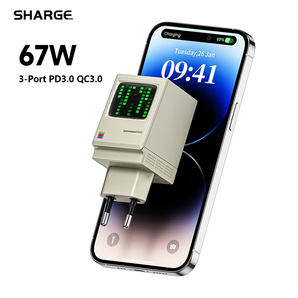 SHARGE-Retro-67-GaN-67W-Fast-Charger-67W-3-USB-C-Power-Adapter-for ...