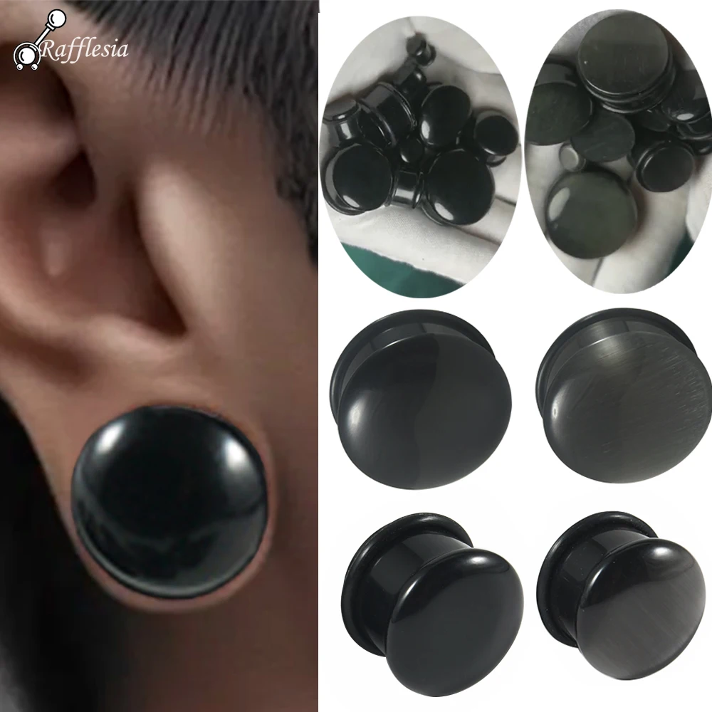 nico-Trompete-Solid-Ear-Gauges-Obsidian-simples-Black-Ear-Plug-Tunnel ...