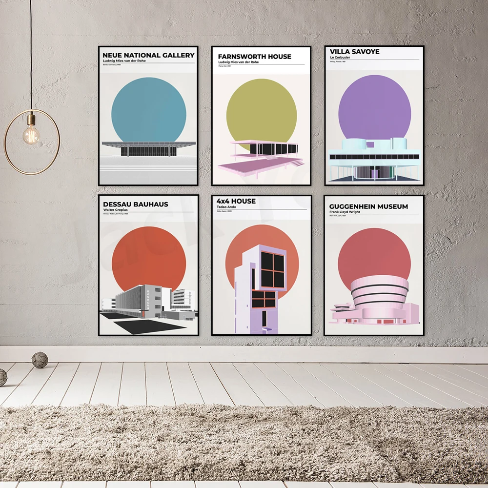 Architecture-poster-Villa-Savoye-Le-Corbusier-Guggenhein-Museum ...