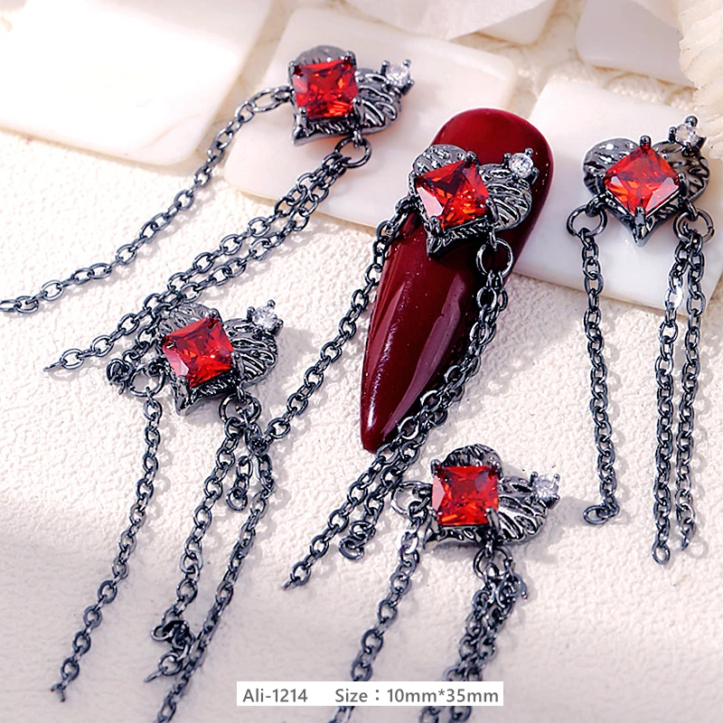 10Pcs-3D-Gothic-Nail-Art-Chain-Charms-Parts-Spider-Web-Heart ...