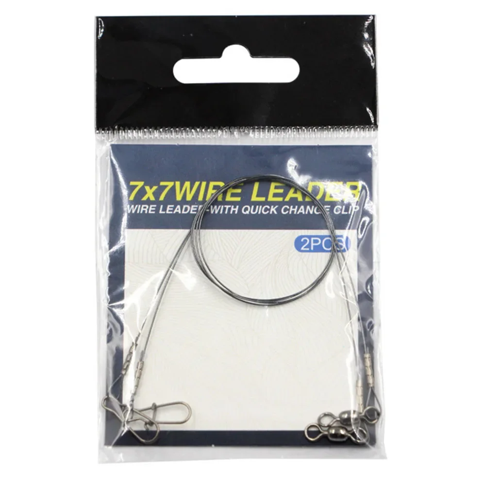 2-Fishing-Titanium-Wire-Leader-Line-With-Swivel-Duo-Lock-Snap-For ...