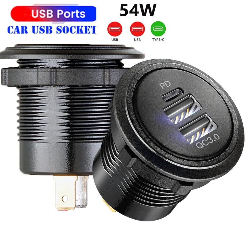 Car Charger 12v built-in usb car usb outlet 3.0 socket type-c Super ...