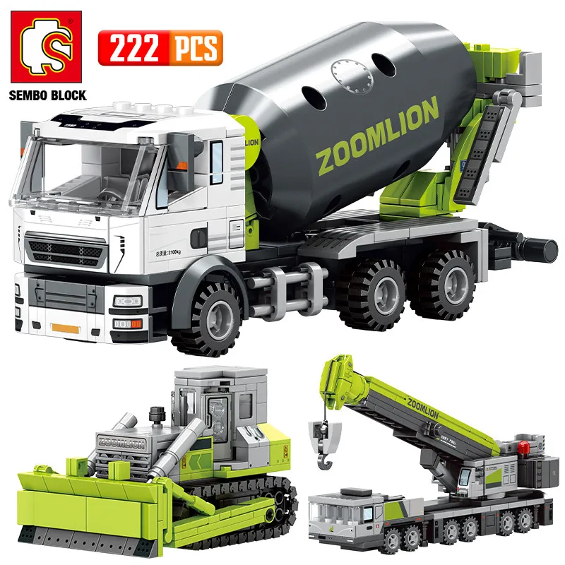 SEMBO-BLOCK-City-4-in-1-Mixer-Truck-Car-Building-Blocks-DIY-Engineering ...