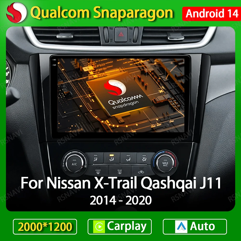 Android-14-Wireless-CarPlay-Auto-For-Nissan-Qashqai-J11-X-Trail-3-T32 ...