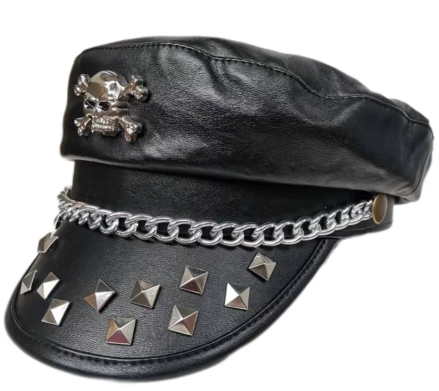 Young Fashion Wild Hat Punk Rock and Roll Beret Leather Skull Casual ...