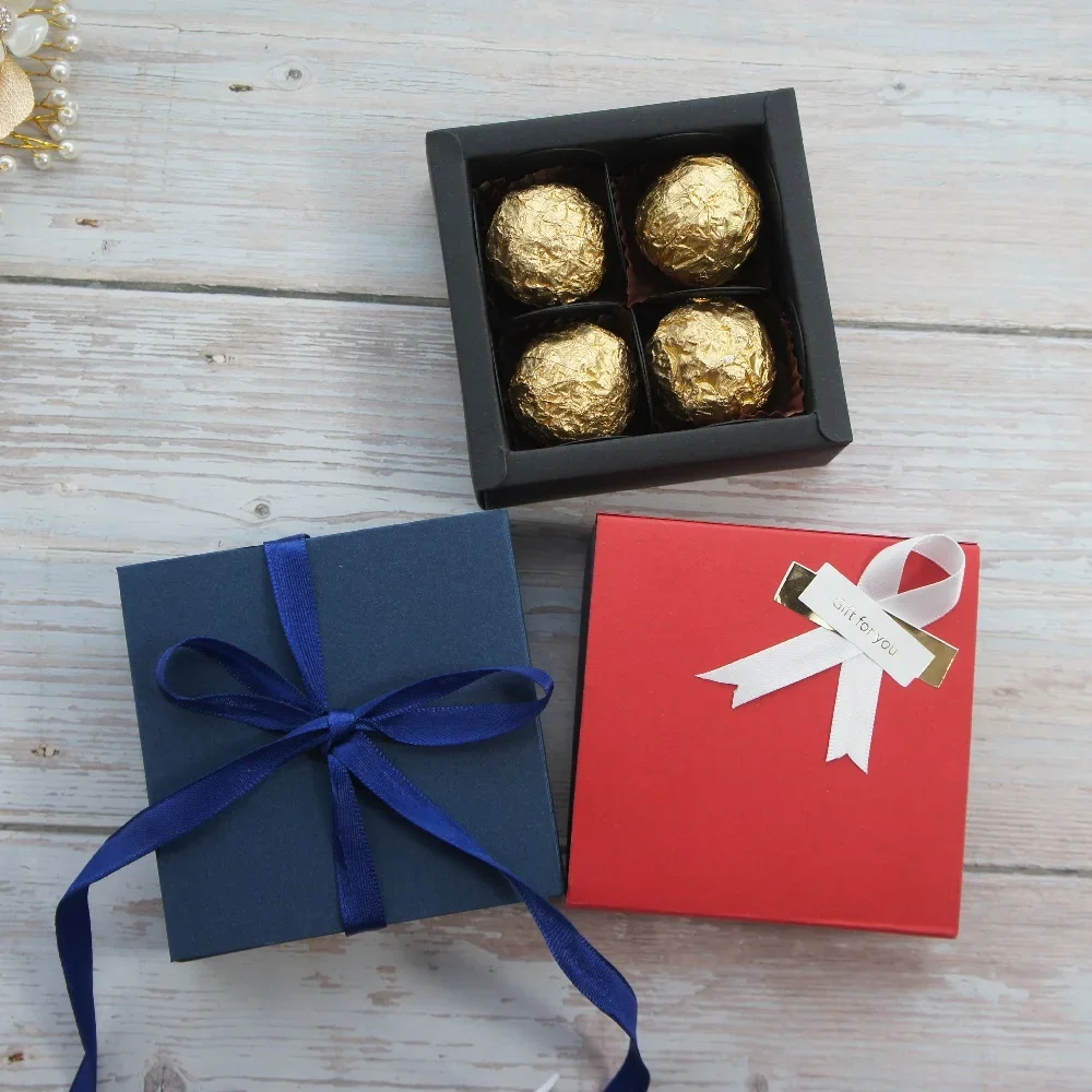 9*9*3.5CM blue / red color 10 set Chocolate Paper Box valentine's day ...