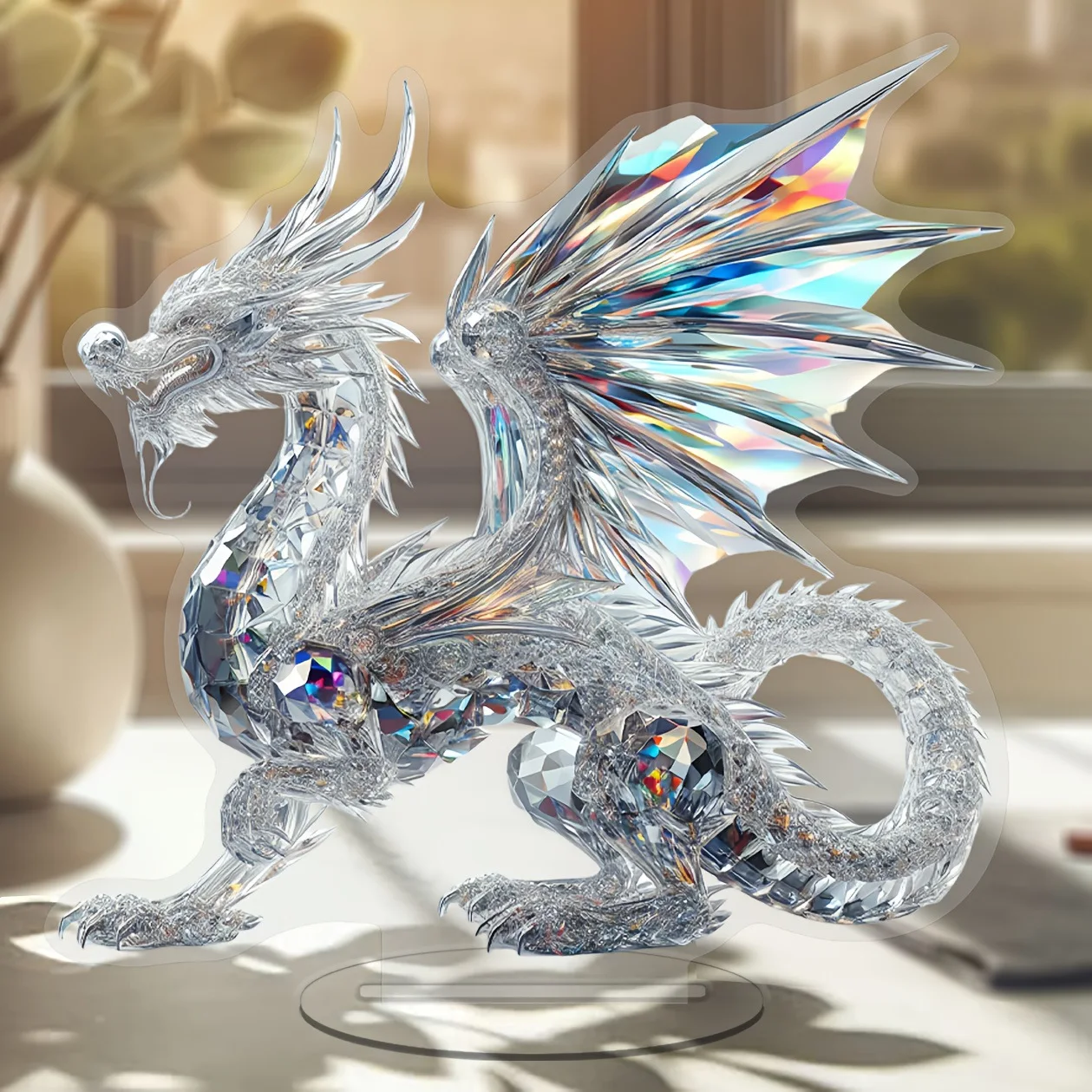 Crystal Dragon 2D Acrylic Ornament Office Home Decoration Ornament ...