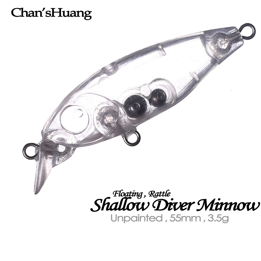 Chan’sHuang 30PCS Unpainted 55mm 3.5g Shallow Diver Floatng Minnow ...