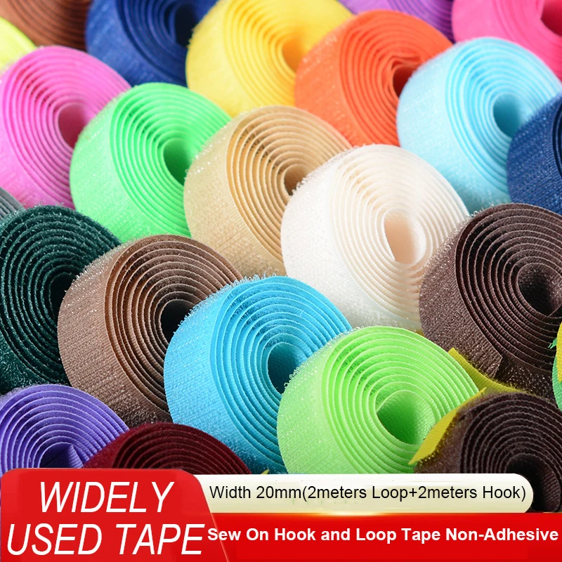Width 20mm 22 Colors Sew On Hook and Loop Tape Fastening Nylon Fabric ...