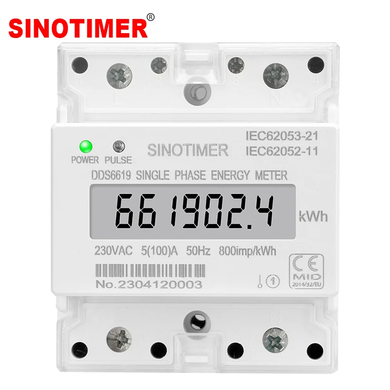 Din Rail Single Phase Electronic Energy Meter AC 220V 100A kWh Counter ...