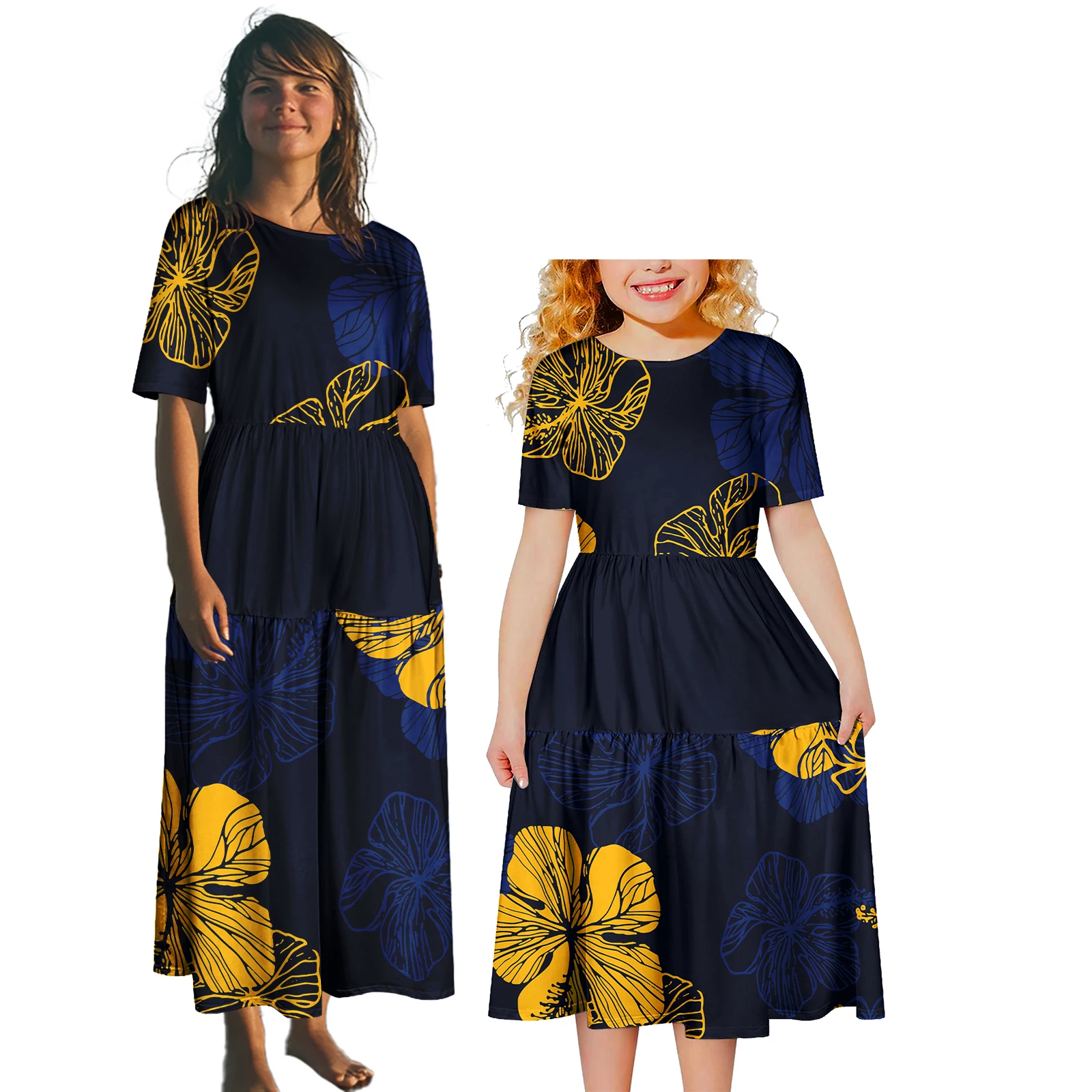 Fiji Polynesian Tribal Matching Family Outfits Samoan Puletasi Dress ...