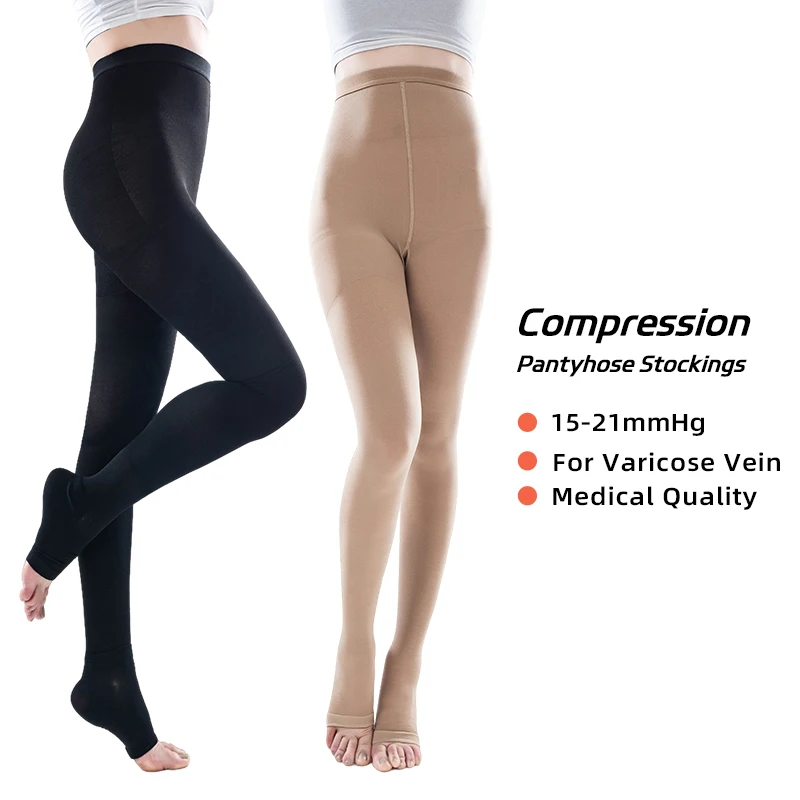15-21mmHg Extra Large Medical Compression Pantyhose Solid Thights Open ...