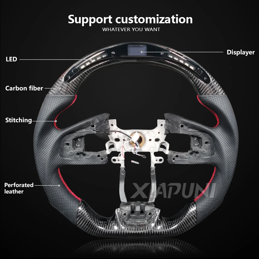 Custom LED Carbon Fiber Racing Steering Wheel for Honda Civic 2016-2023 ...