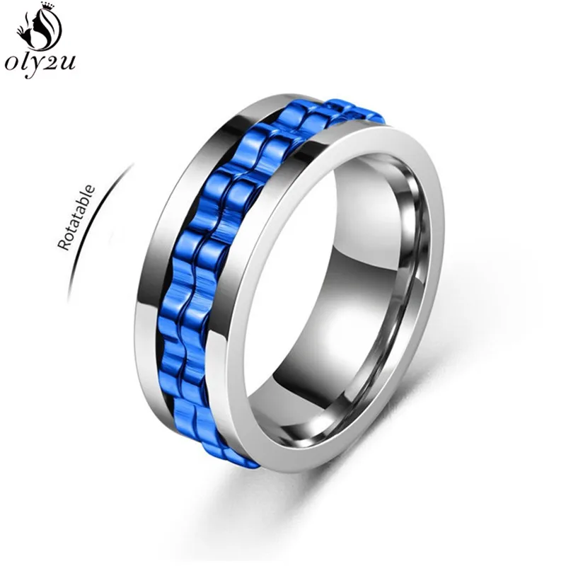 Fashion-8mm-Stainless-Steel-Gear-Chain-Rotating-Ring-for-Men-Anxiety ...