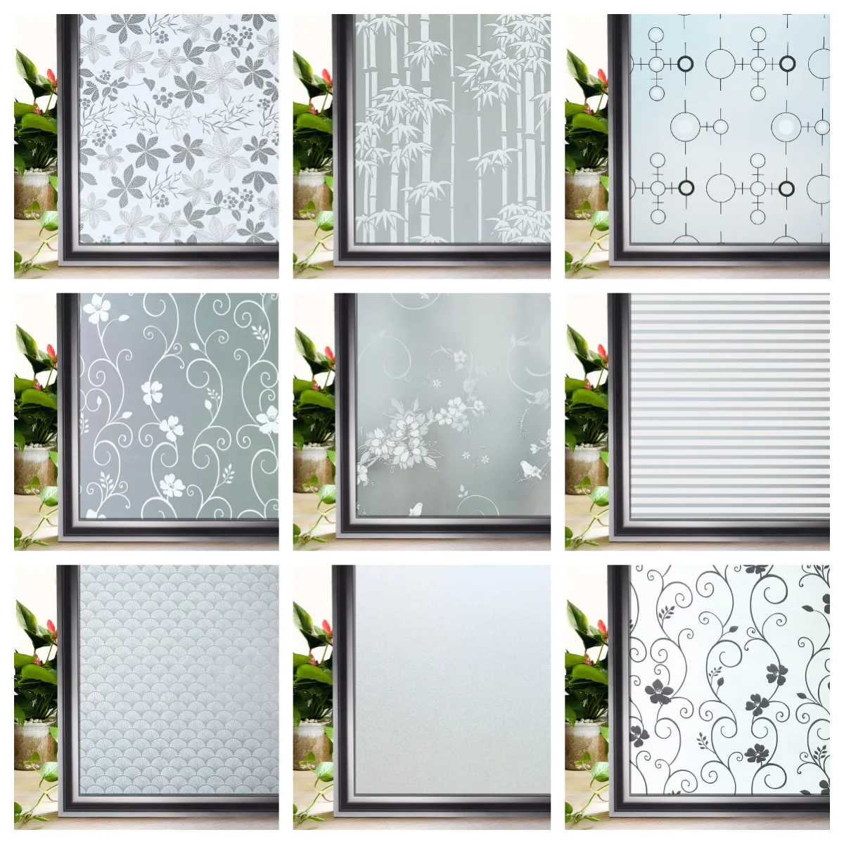 Stained Glass Window Film Privacy Glass Vinyl Frosted Self Adhesive ...