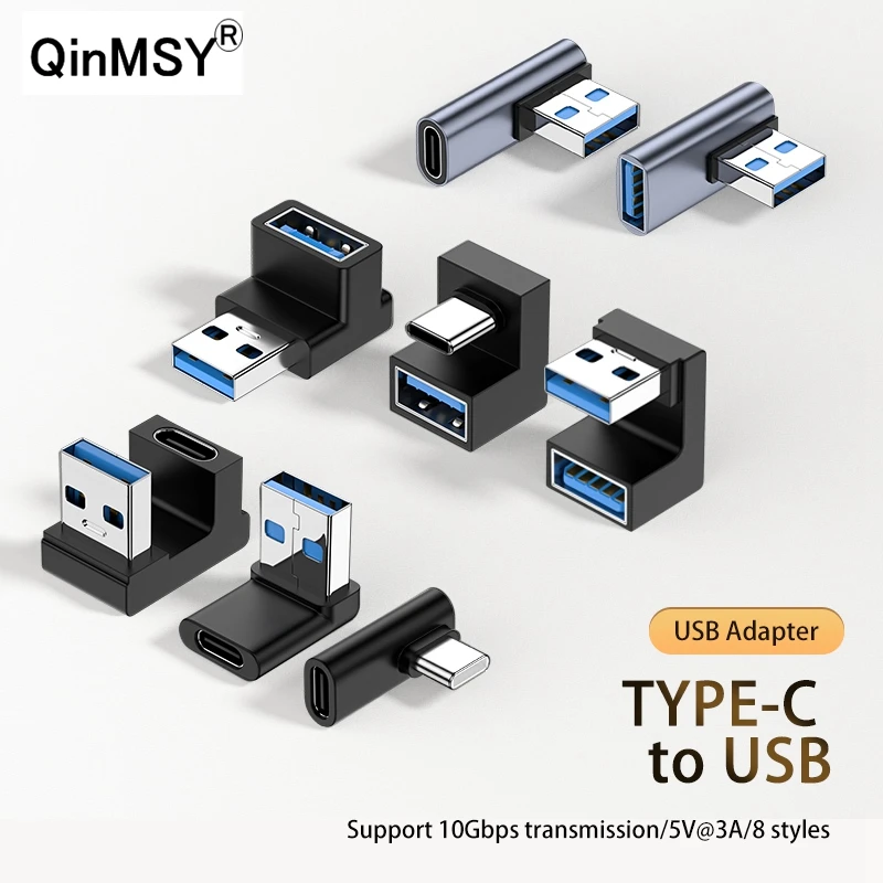 U자형 90 도 각도 USB 3.0 TYPE C, USB C 10Gbps M/F 케이블 어댑터, A 수 암 연장 커넥터, 3A 충전| | - AliExpress