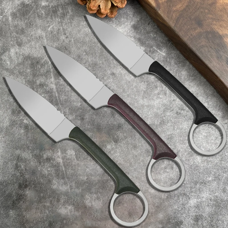Outdoor small straight knife EDC Multi-functional fixed blade fruit ...