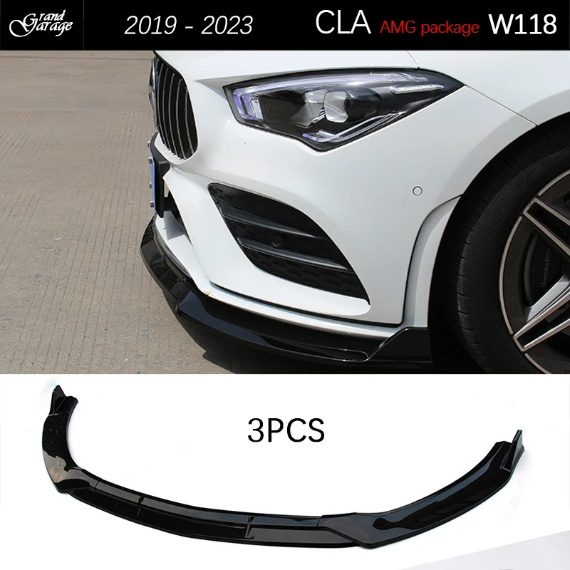 Carbon Fiber Print Front Bumper Spoiler Lip for Mercedes CLA Class W118 ...