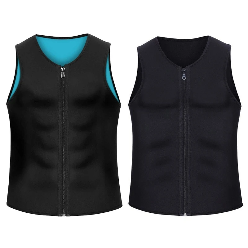 Men-Zipper-Sauna-Vest-Top-Compression-Waist-Trainer-Gym-Sweat-Workout ...