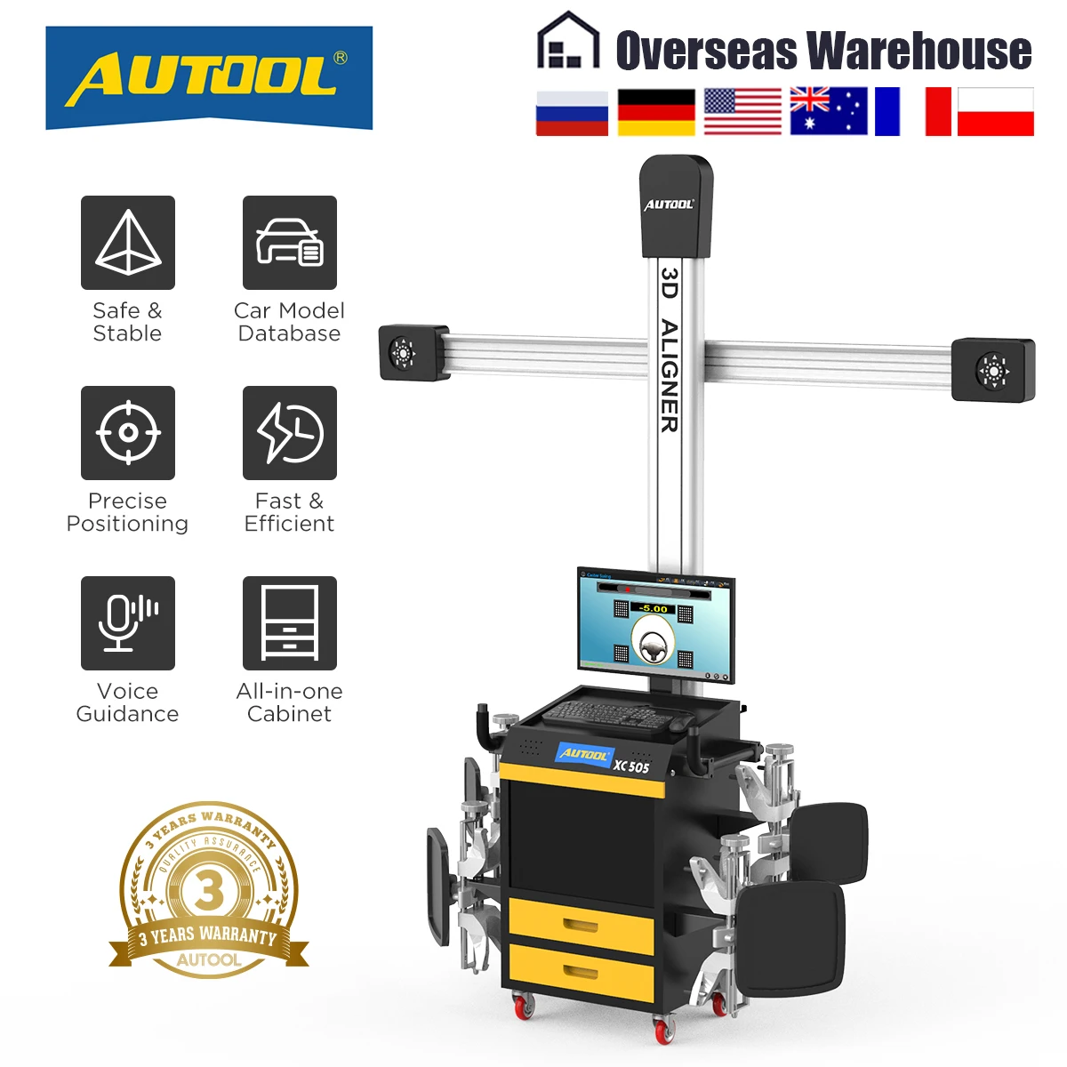 AUTOOL XC505 3D Wheel Alignment Machine Tire Aligner System Automatic ...