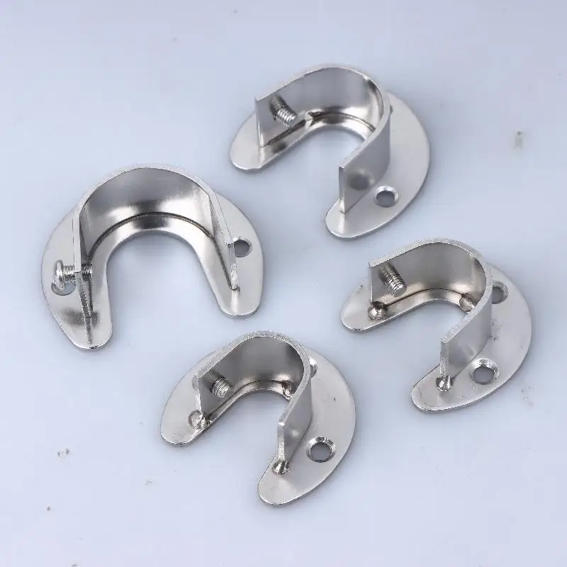 1/2Pcs Home Curtain Rod Tube Hook Fixed Support Bracket Seat Stainless ...