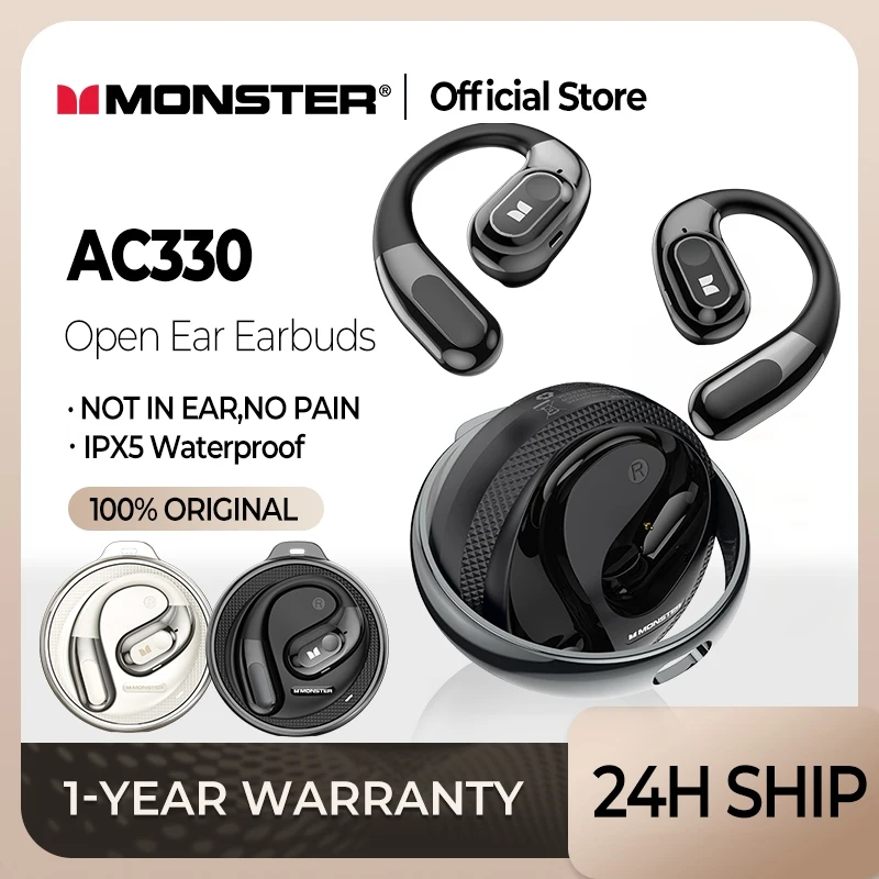 Monster-AC330-Bluetooth-5-4-Earphones-OWS-Wireless-Headphone-with-Mic ...
