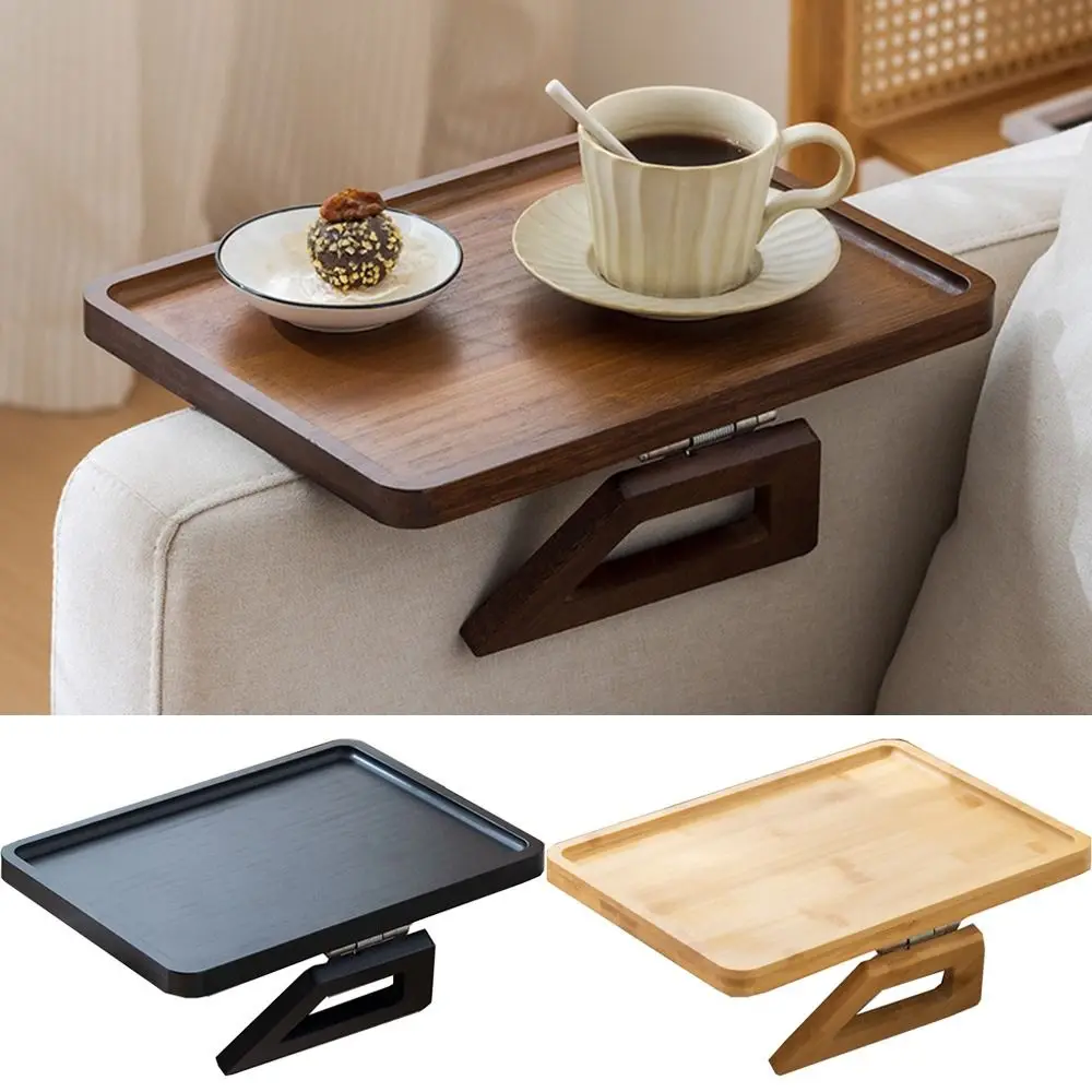 Space Saving Wooden Folding Sofa Table Clip-On Anti-slip Couch Arm Side ...