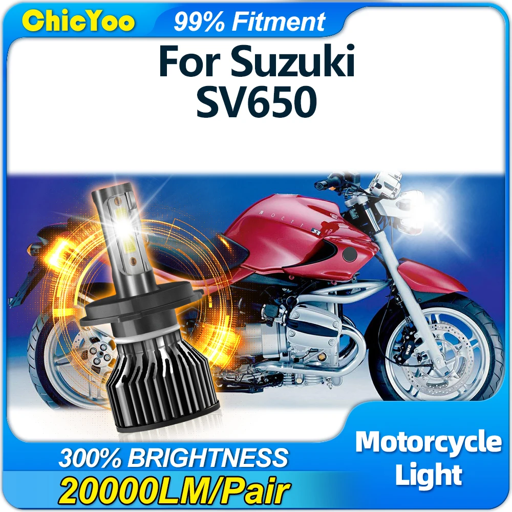 20000LM H4 LED Motorcycle Headlight 6000K Cold White High Low Beam Moto ...