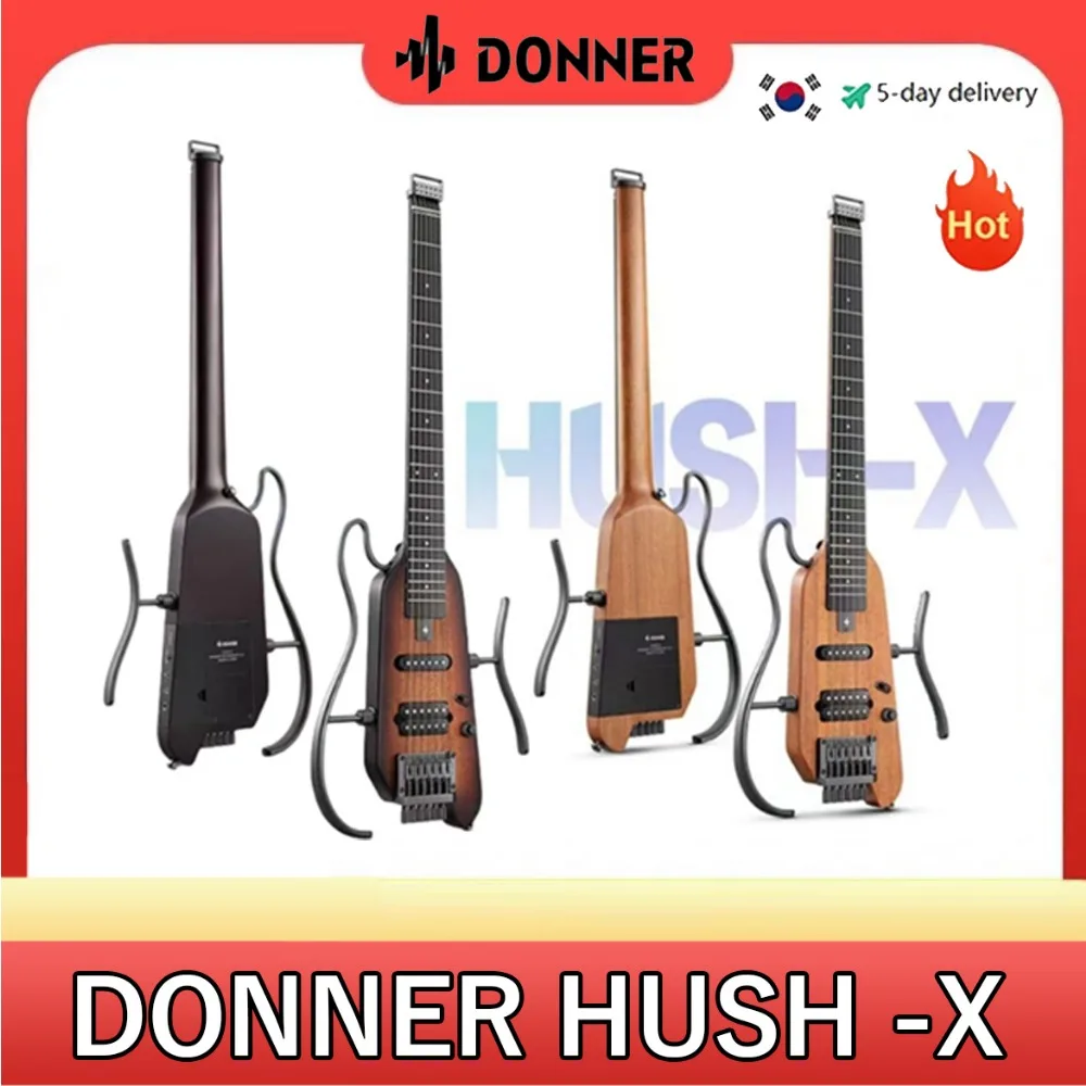 Donner-HUSH-X-Headless-Silent-Acoustic-Electric-Travel-Guitar-Removable ...
