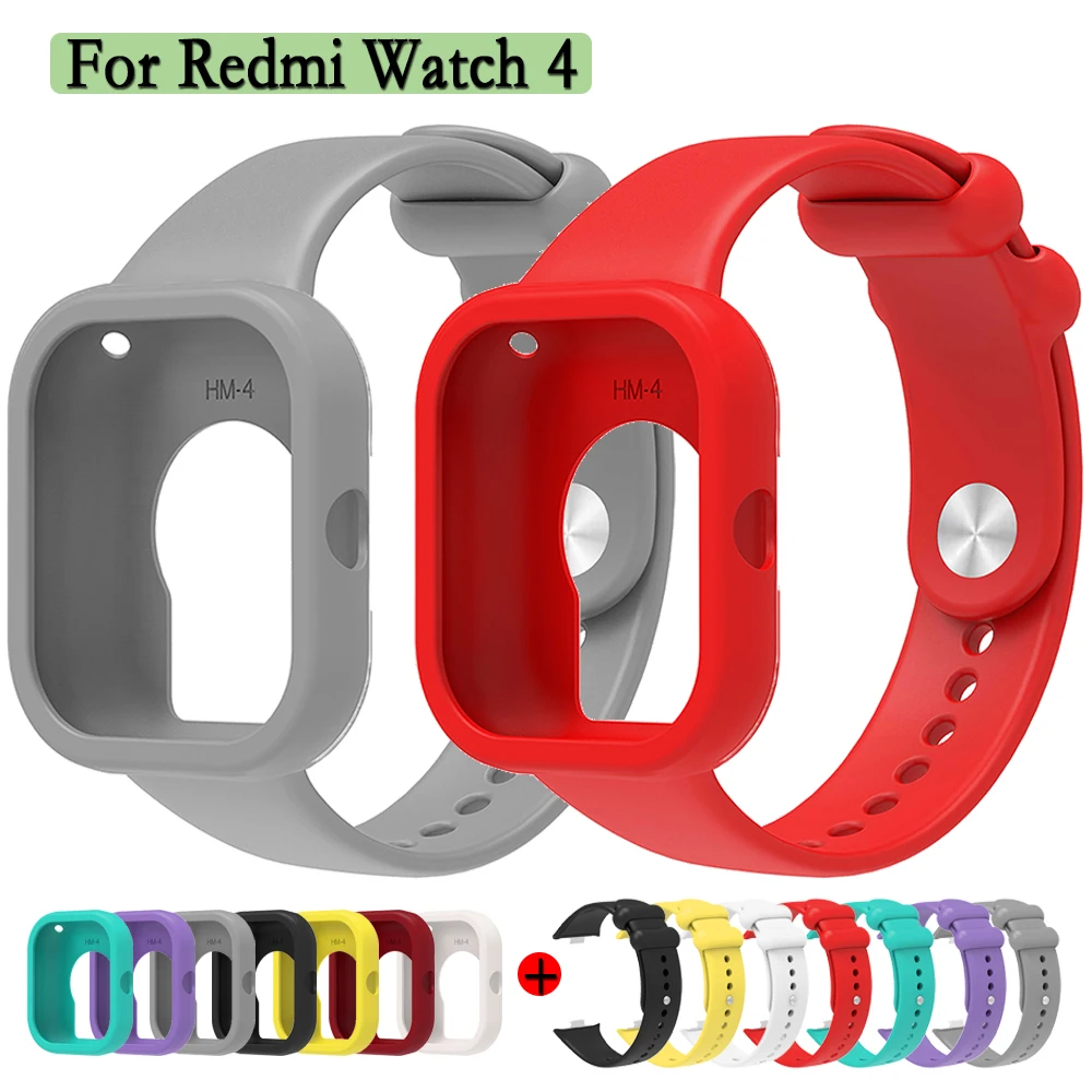 For-Redmi-Watch-4-Strap-2-in-1-Watchband-Case-Single-Color-Soft ...