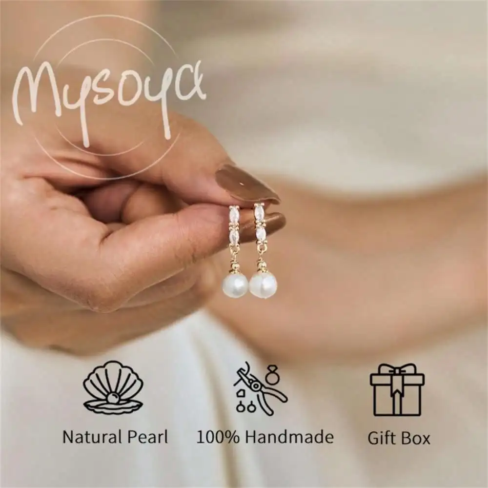 MYSOYA Shell Pearl Drop Earrings With Silvery Gift Box Gift for Her ...