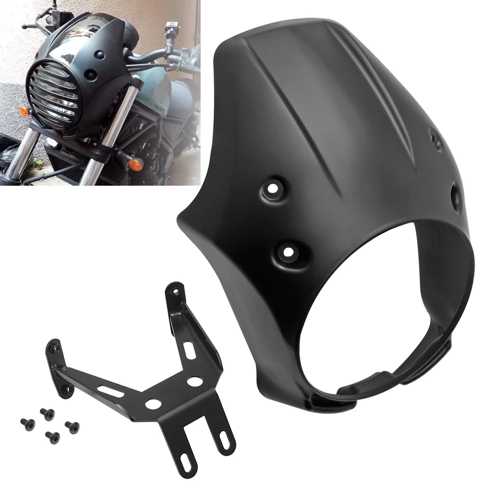 Motorcycle Matte Black ABS Front Headlight Fairing Mask Cover ...