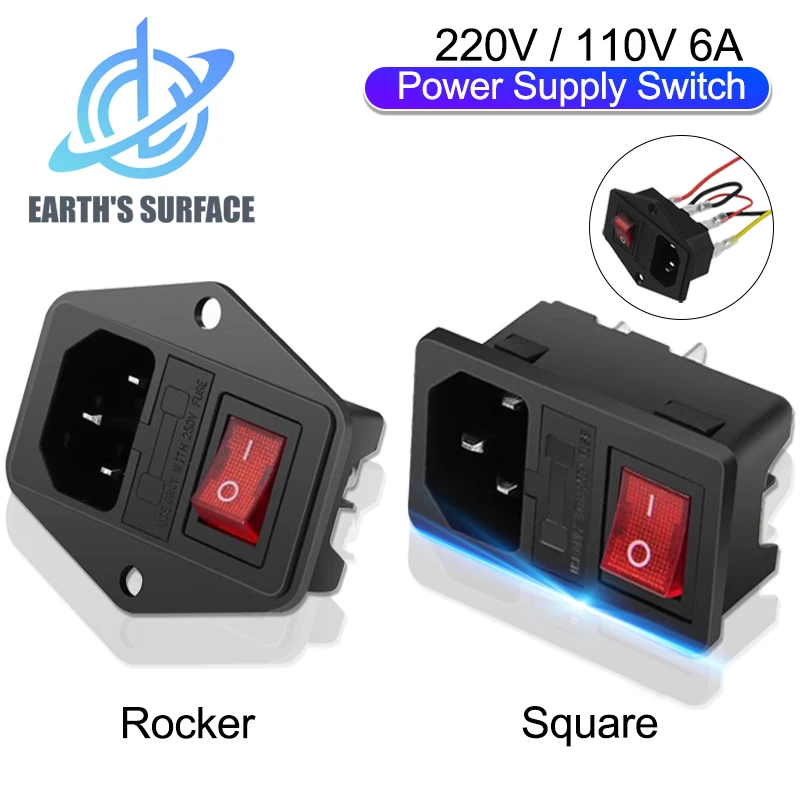 3D Printer Parts 220V 110V 6A Power Supply Switch Male Socket with Fuse ...