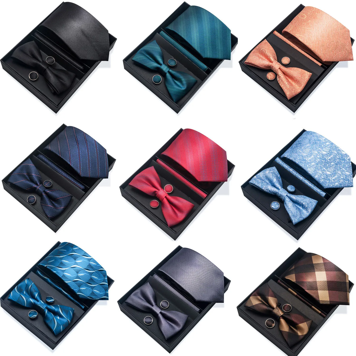Selling 6 Sets Business Formal Office Tie 8CM Men's Tie Bowtie Set Gift ...