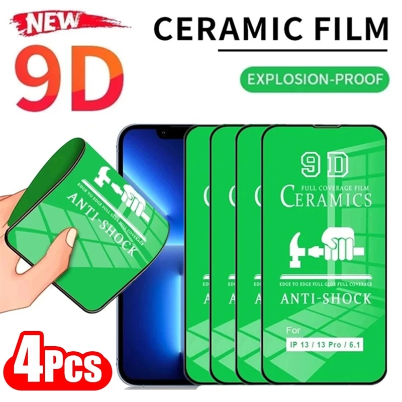4Pcs 9D Soft Ceramic Film for iPhone 11 12 13 14 Pro Max 6 7 8 14 Plus ...