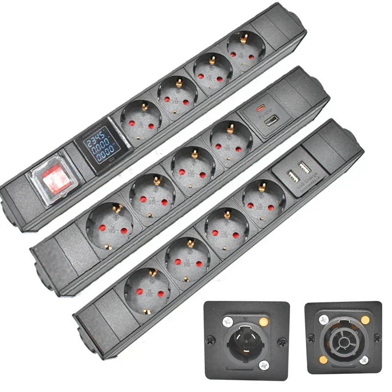 PDU power board 3P aviation plug NAC3FX-W NAC3MPX C14 port EU socket ...