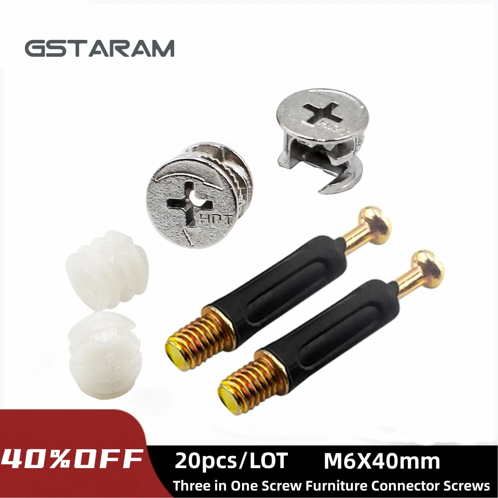 20PCS-Three-in-One-Screw-Furniture-Connector-Screws-Fittings-Connecting ...