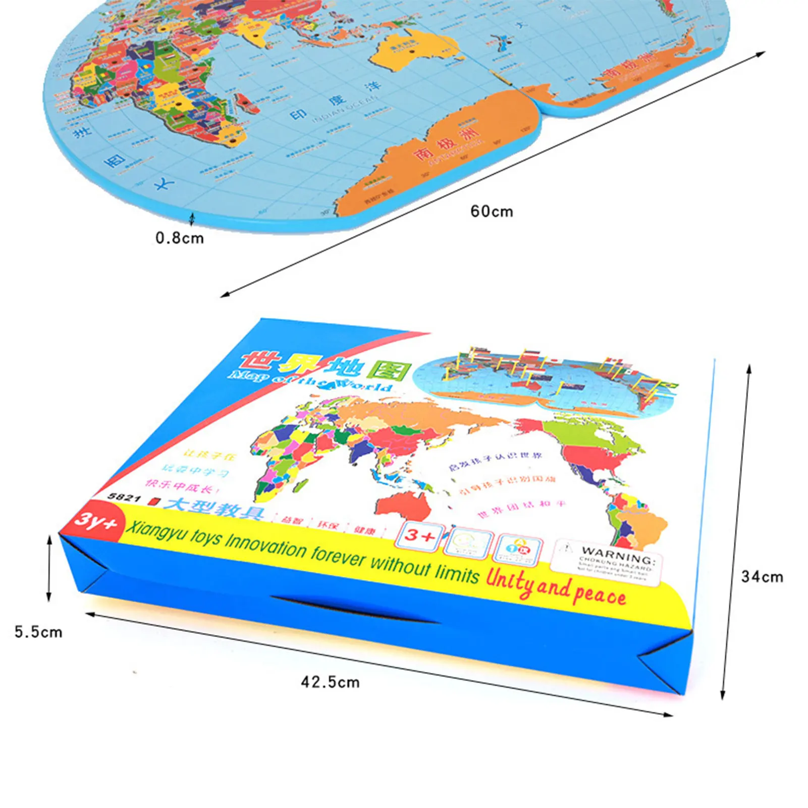 World Map Board with National Flags Wooden Fun Foldable Map Board Game ...