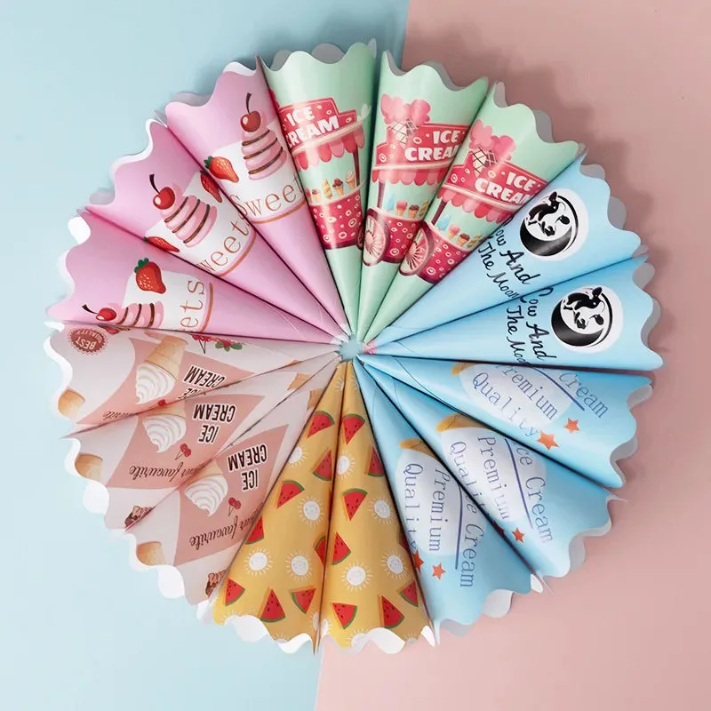 500pcs-Ice-Cream-Cone-Holder-Printing-Paper-Cover-Sleeve-Disposable ...