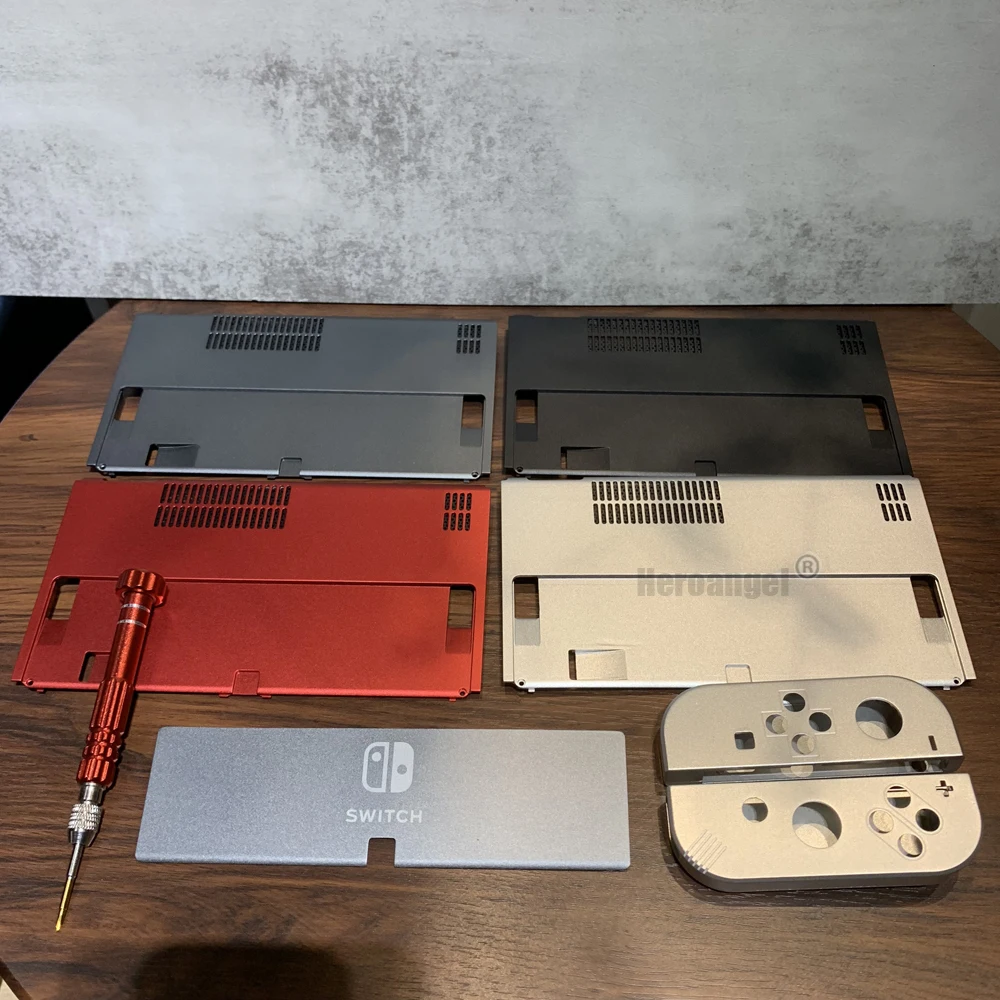 Carcasa de Metal para Nintendo Switch oled, carcasa trasera de repuesto ...