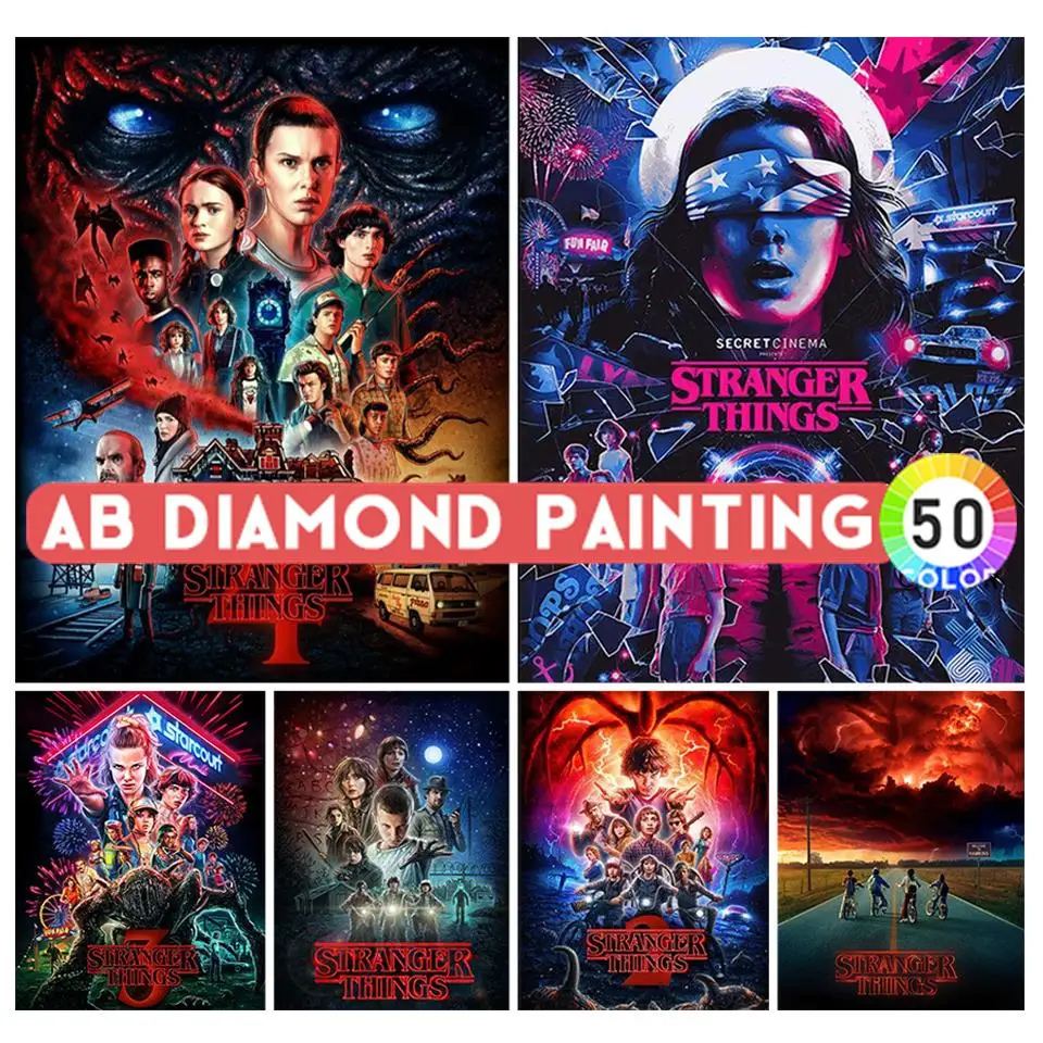 5D-Diamond-Painting-Stranger-Things-AB-Drills-50-Colors-Kit-DIY-Cross ...
