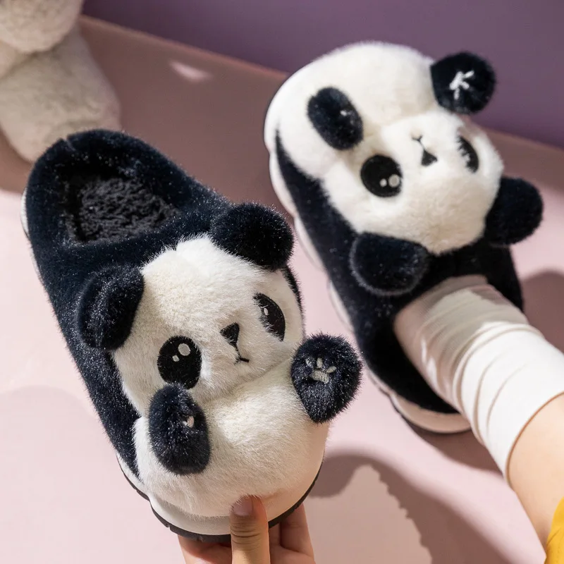 New cuddly panda shoes women's winter loafers slides slippers woman ...