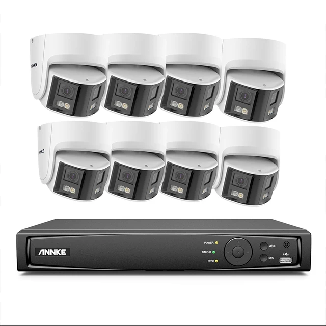 Annke 180° Panoramic Security Camera CCTV System Kits 265+ 6MP Dual ...