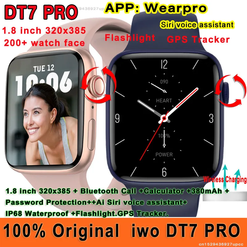 Orignial DT7 Pro 스마트 워치 2022 시리즈 7 GPS 트래커 블루투스 통화 무선 충전 45mm Ai Siri ...