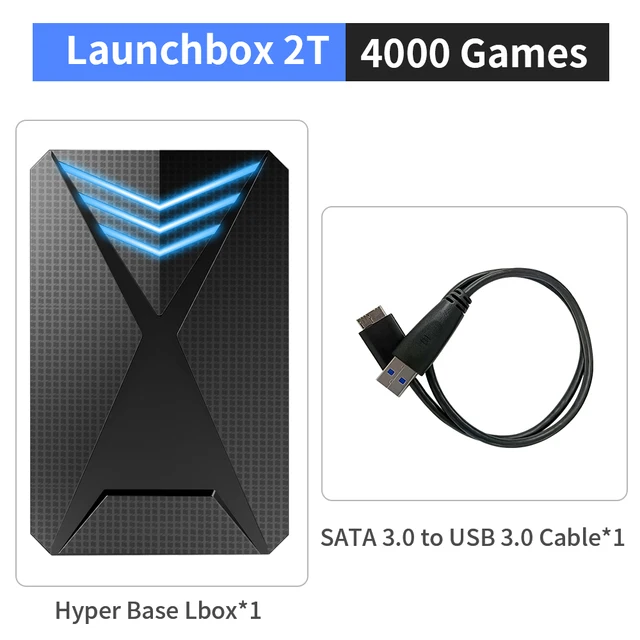 Hyper Base Lbox 2TB Gaming HDD Launchbox Portable External Hard Drive For PC 4000 3D Games For ...