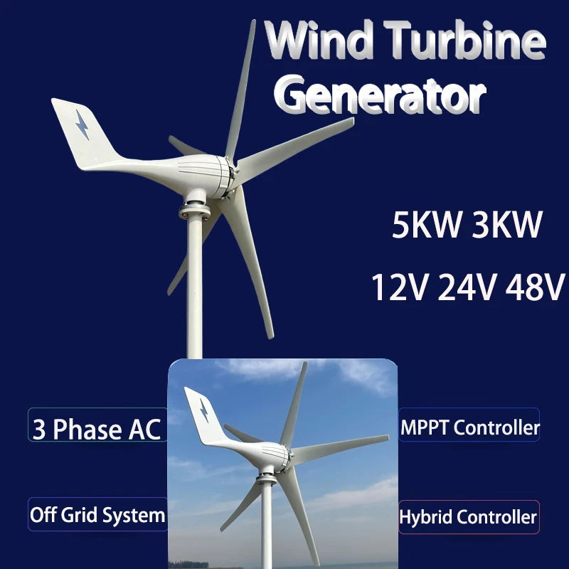 5KW-Horizontal-Axis-Wind-Turbine-48V-Alternative-Energy-Generator-220v ...